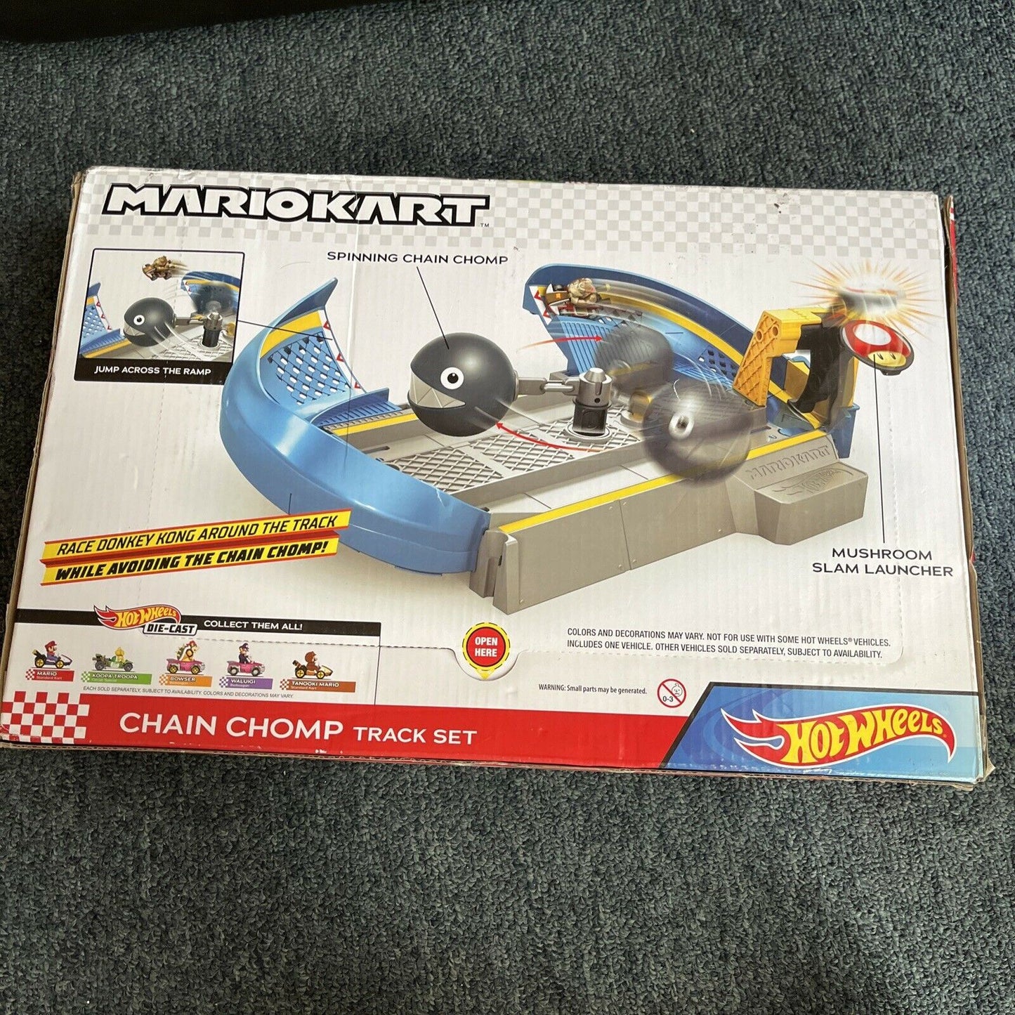 Hot Wheels MarioKart Chain Chomp Track Set + Donkey Kong Diecast Vehic ...