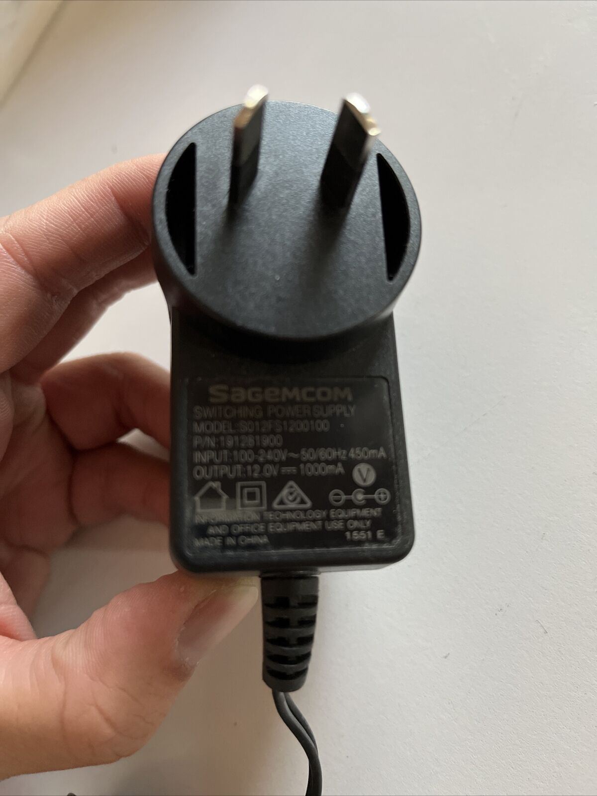 Sagemcom AC adapter S012FS1200100 12v 1000mA Power Supply – Retro Unit