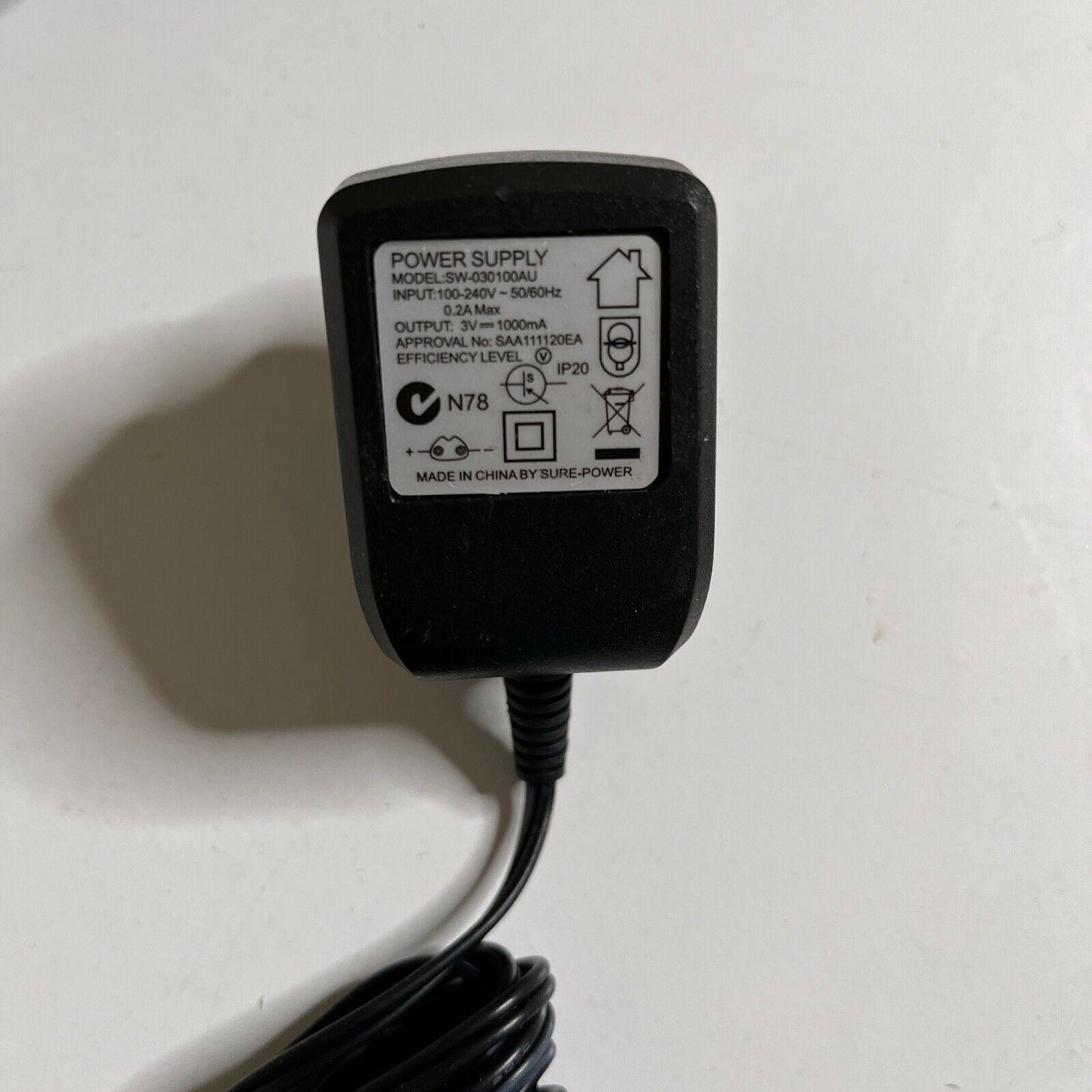 Sure Power SW-030100AU 3v 1000mA AC adapter – Retro Unit