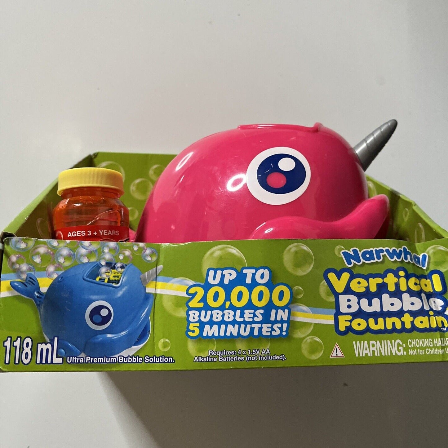 Narwhal Vertical Bubble Fountain Toy - Creates 20,000 Bubbles in 5 Min ...