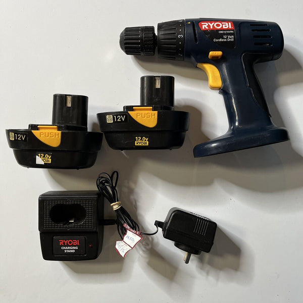 Ryobi 12 Volt Cordless Drill Model CBD1215VRK with 2 Batteries & Charg – Retro Unit