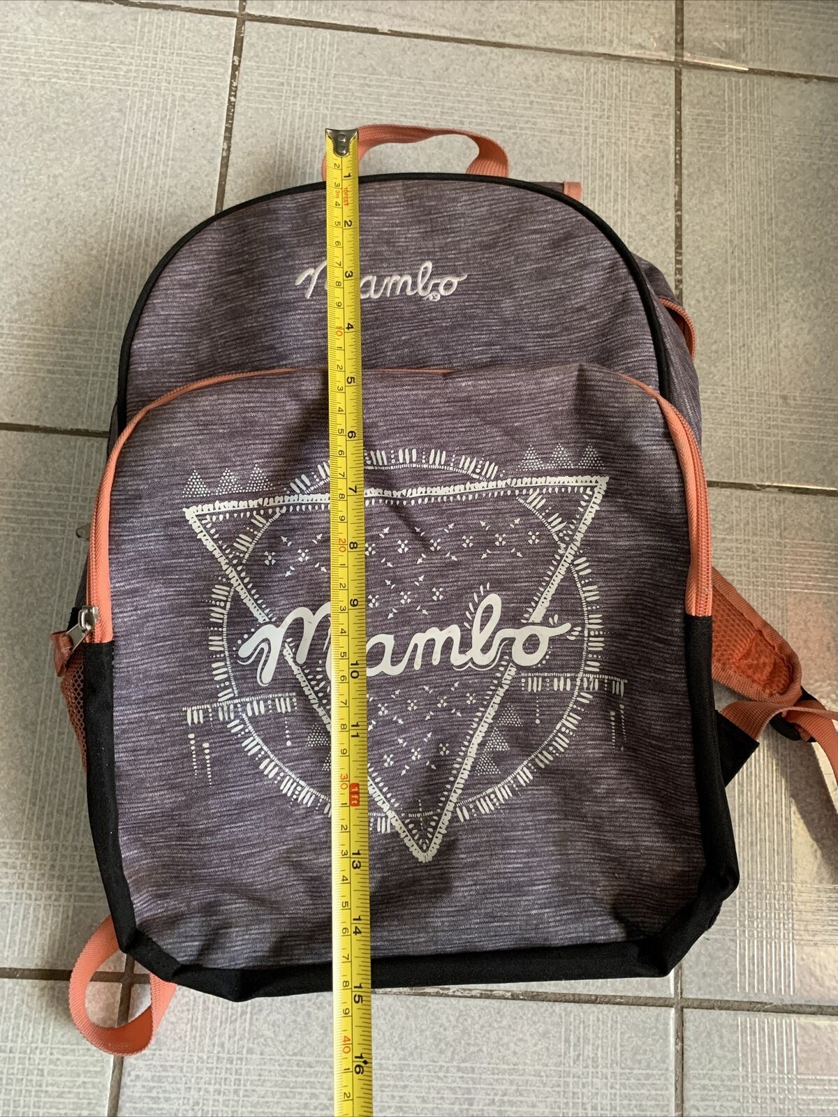 Mambo Backpack Grey Orange H769 16cm x 30 cm x 13.5cm – Retro Unit