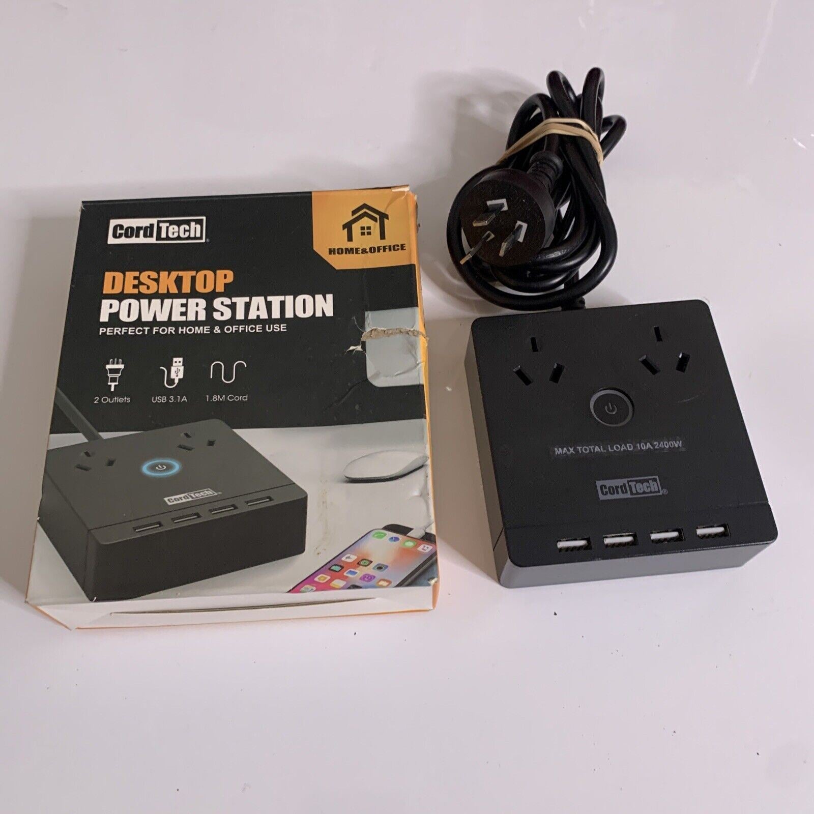 Cordtech Desktop Power Station 2x Power Outlet 4x USB Ports – Retro Unit