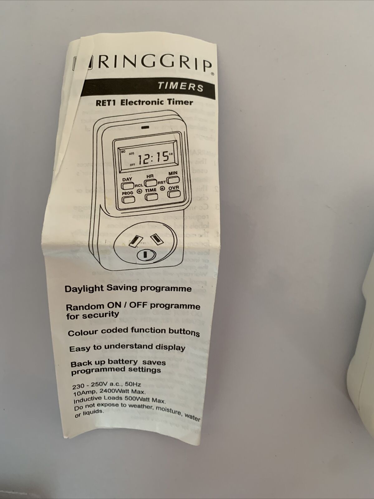 Ring Grip Timer RET1 Electronic Timer with Instructions – Retro Unit