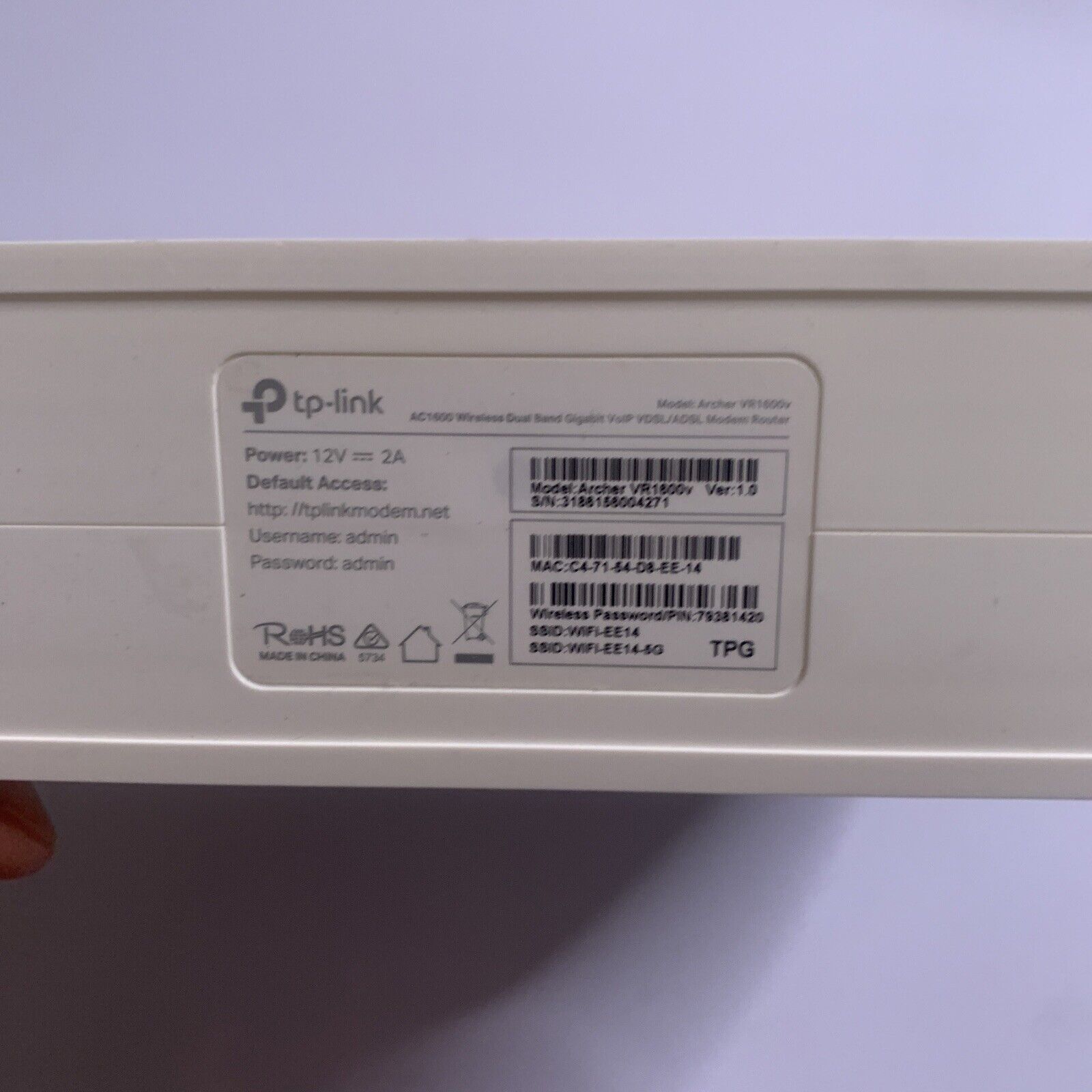 TP-LINK Archer VR1600V Wireless Dual Band Wi-Fi Modem Router VoIP ...