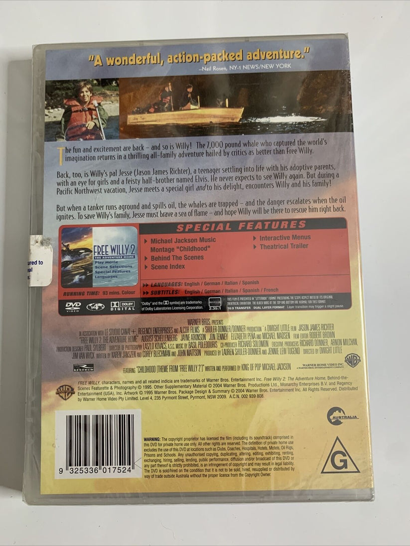 Free Willy 2 (DVD, 1995) Michael Madsen Region 4 NEW – Retro Unit