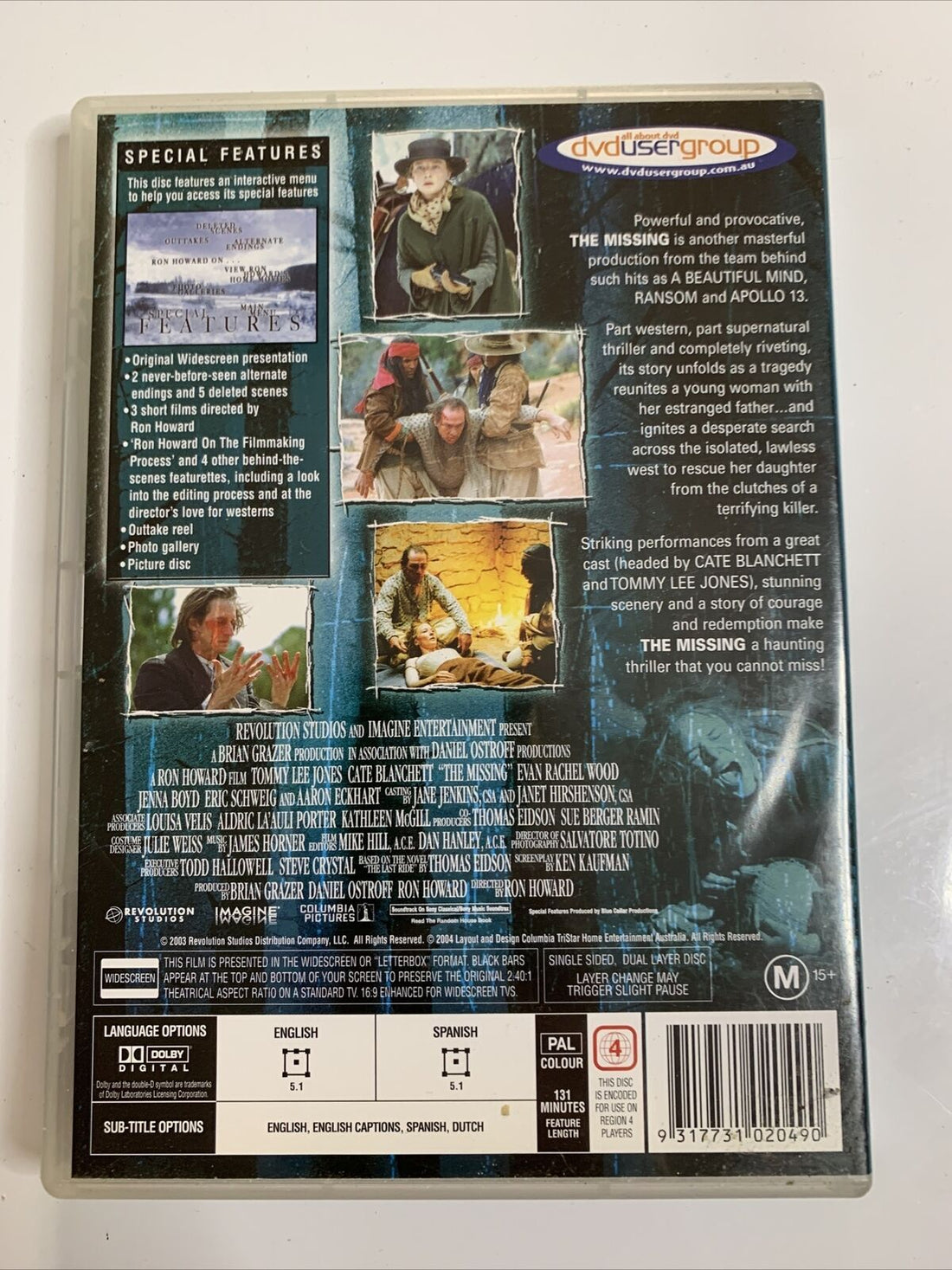 The Missing (DVD, 2003) Cate Blanchett, Tommy Lee Jones Region 4 ...
