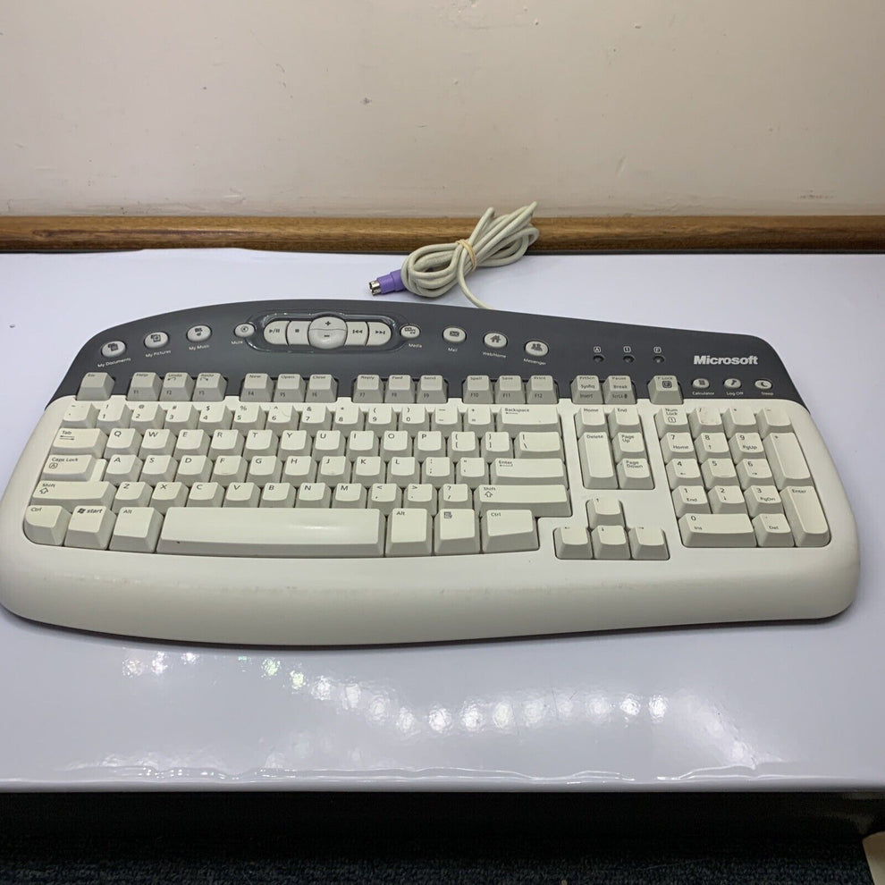Microsoft MultiMedia Keyboard 1.0A KB-0168 PS/2 Wired – Retro Unit