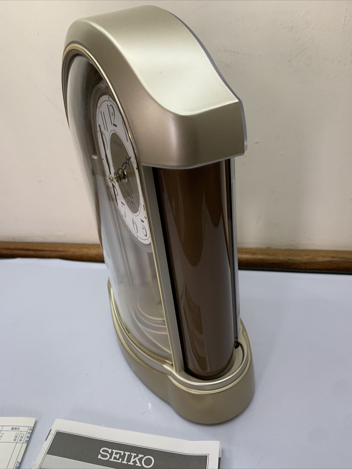 Genuine SEIKO Radio Wave Control Gold Mantel Desk Table Clock BZ224B J ...